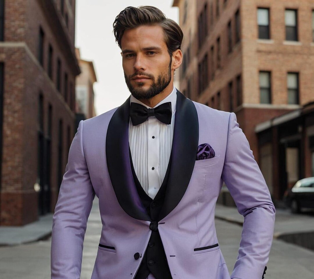 Lavender 3 Piece Suit for Men | Luxury Slim Fit Tuxedo With Vest ...