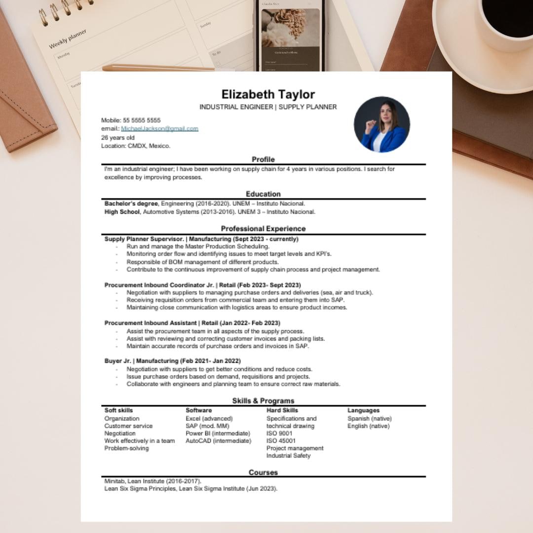Editable Word CV Template Harvard Curriculum With Photo - Etsy