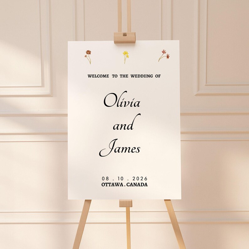 Editable Wildflower Wedding Welcome Sign | Boho Floral Decor (digital ...