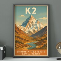 Beige K2 Mountain Art Set - 2 Piece Wall Art | Neutral Line Art Prints ...