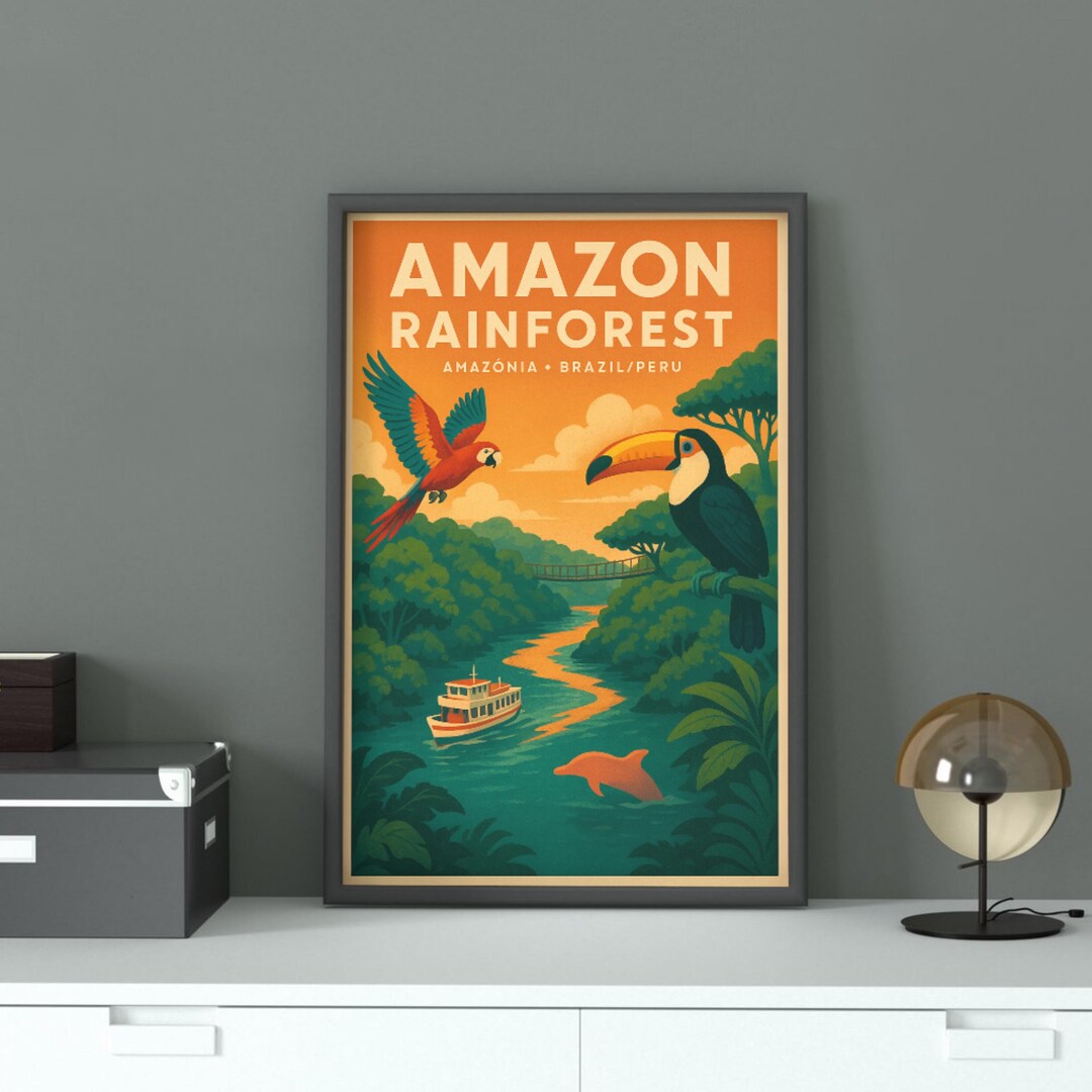Amazon Rainforest Travel Poster: Vintage Destination Art Print - Etsy