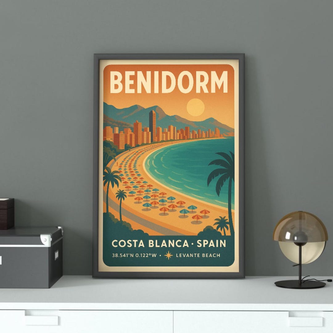 Benidorm Greece Travel Poster: Vintage Destination Art Print - Etsy