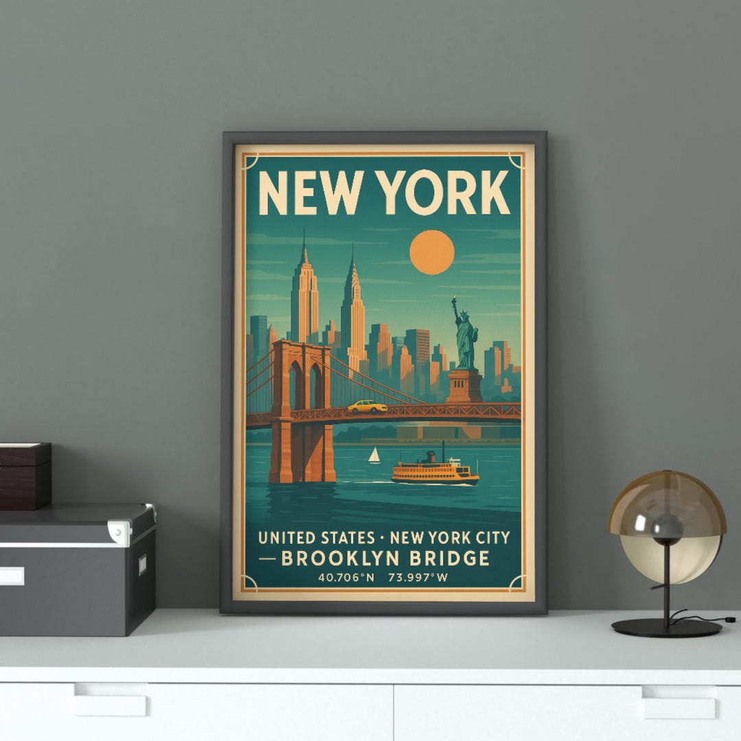 New York Travel Poster: Vintage Destination Art Print - Etsy