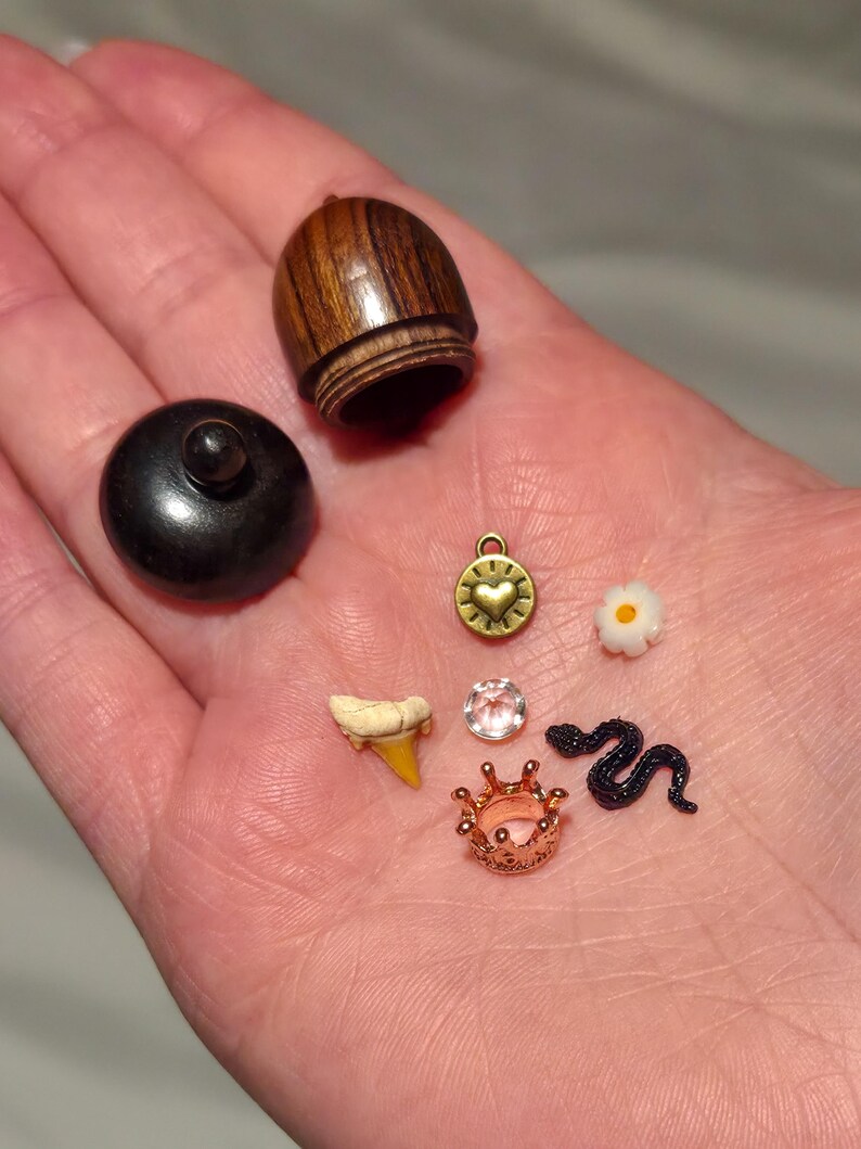 Rosewood Acorn Capsule Pendant - Trinket Capsule - Miniature Mystery ...
