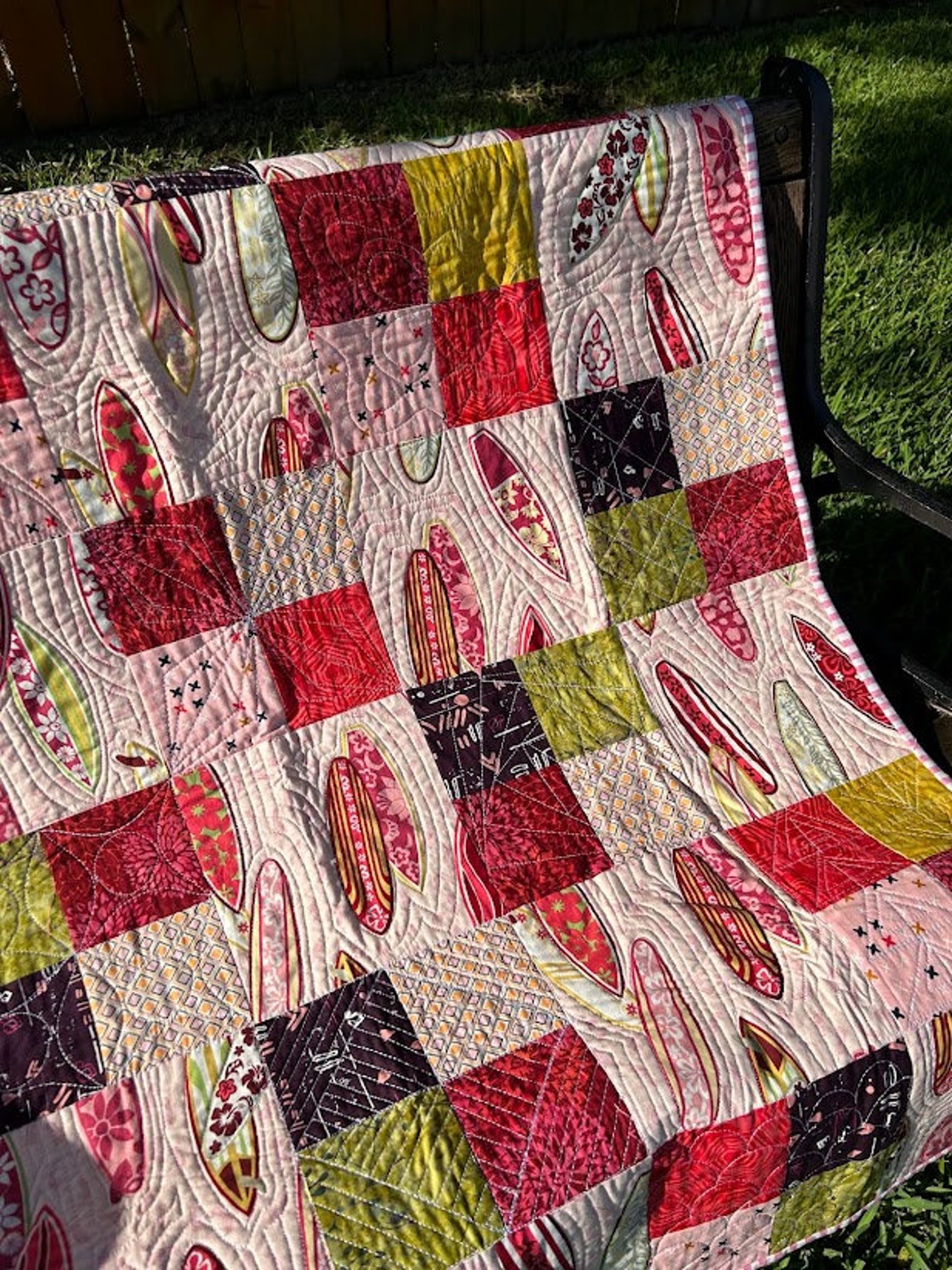 Quilt Girl, Teen, Baby, Toddler Surfer Chick, Beach Blanket. Modern ...