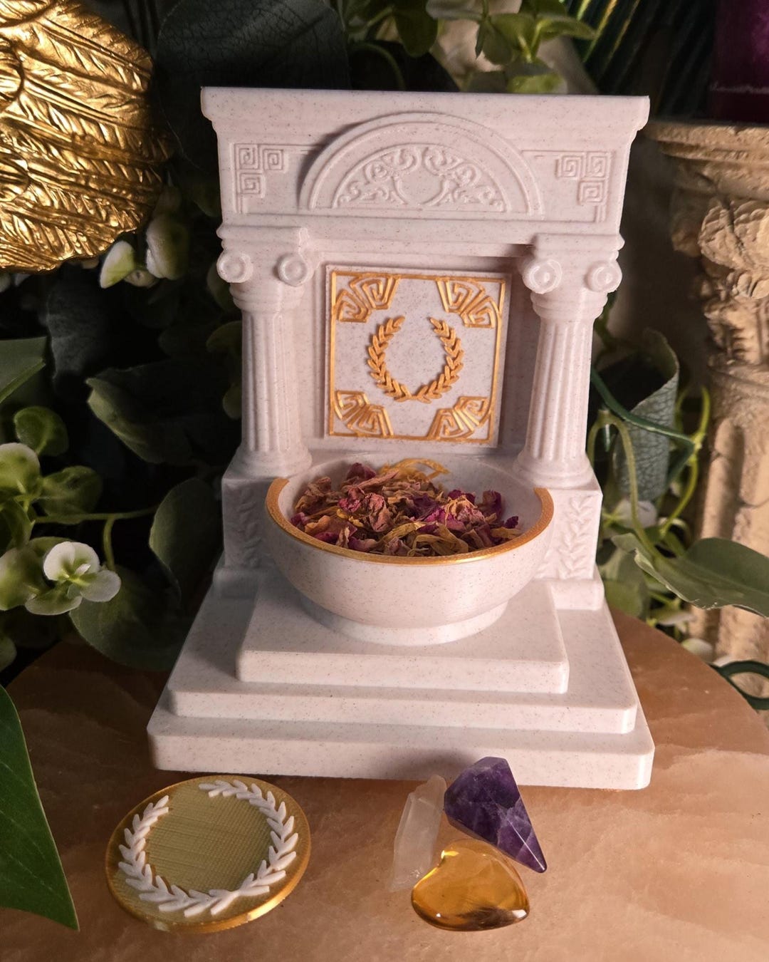 Mini Universal Greek and Roman Altar | 5 Inch Golden Laurel Shrine ...