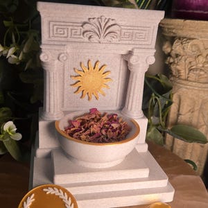 Greek Golden Sun Altar | Apollo Helios Offering Bowl | 3D Printed Pagan ...