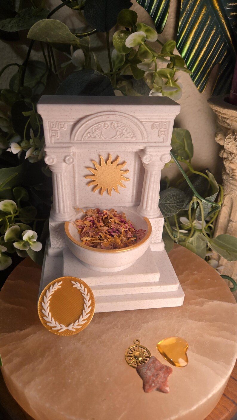 Greek Golden Sun Altar | Apollo Helios Offering Bowl | 3D Printed Pagan ...