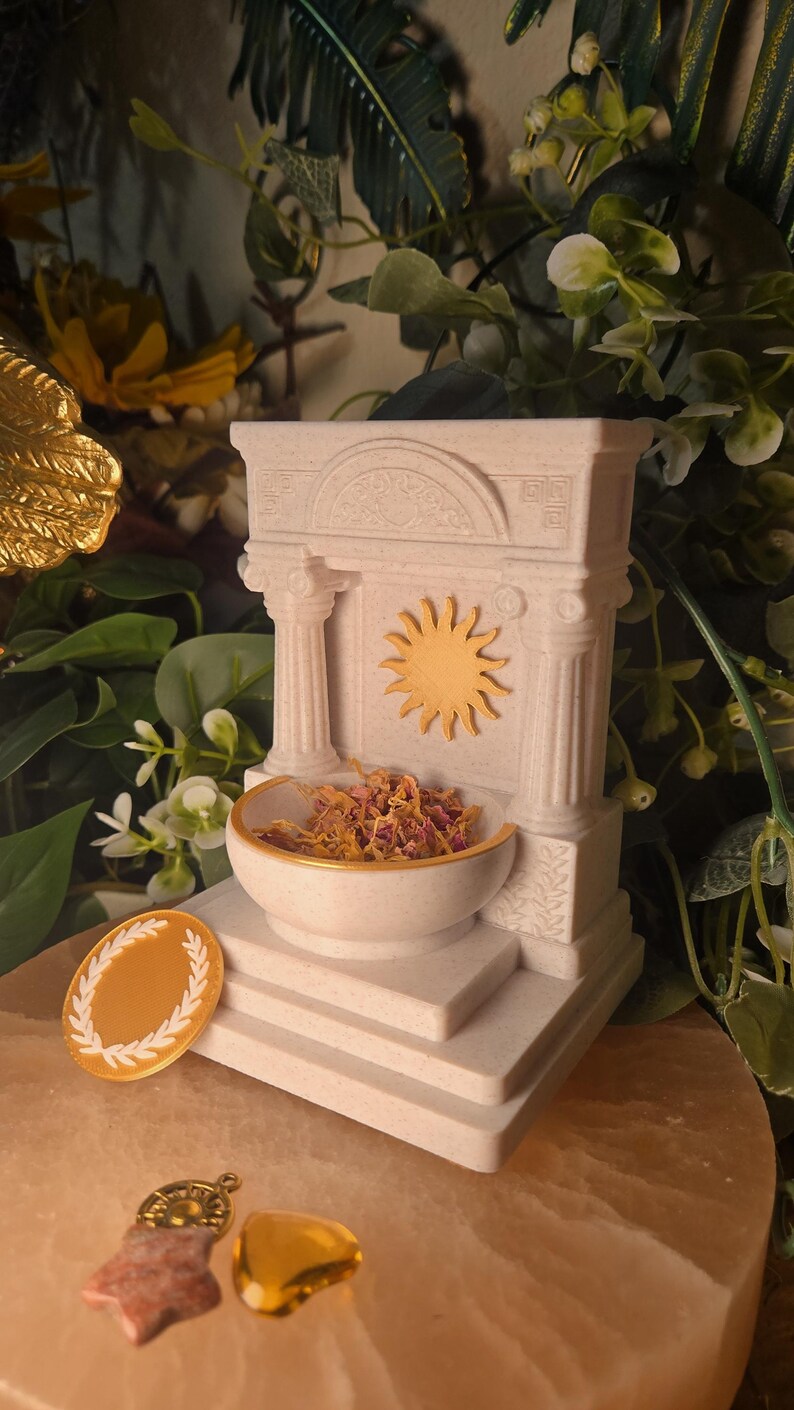 Greek Golden Sun Altar | Apollo Helios Offering Bowl | 3D Printed Pagan ...