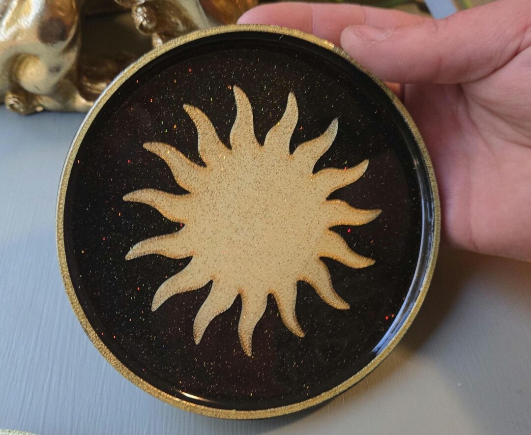 Sun Altar Tray, Black Sparkle Resin, Gold Mica Sun Symbol - Etsy