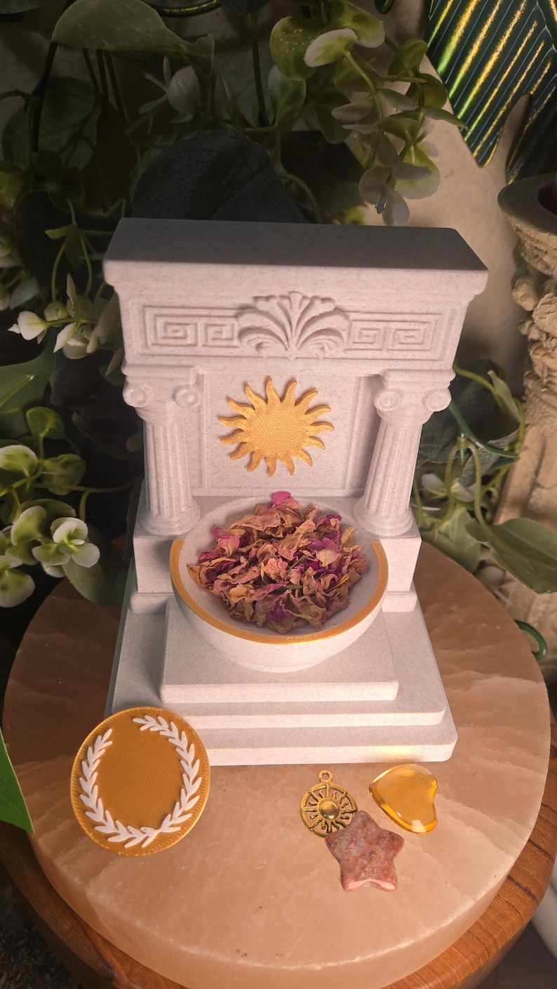 Greek Golden Sun Altar | Apollo Helios Offering Bowl | 3D Printed Pagan ...