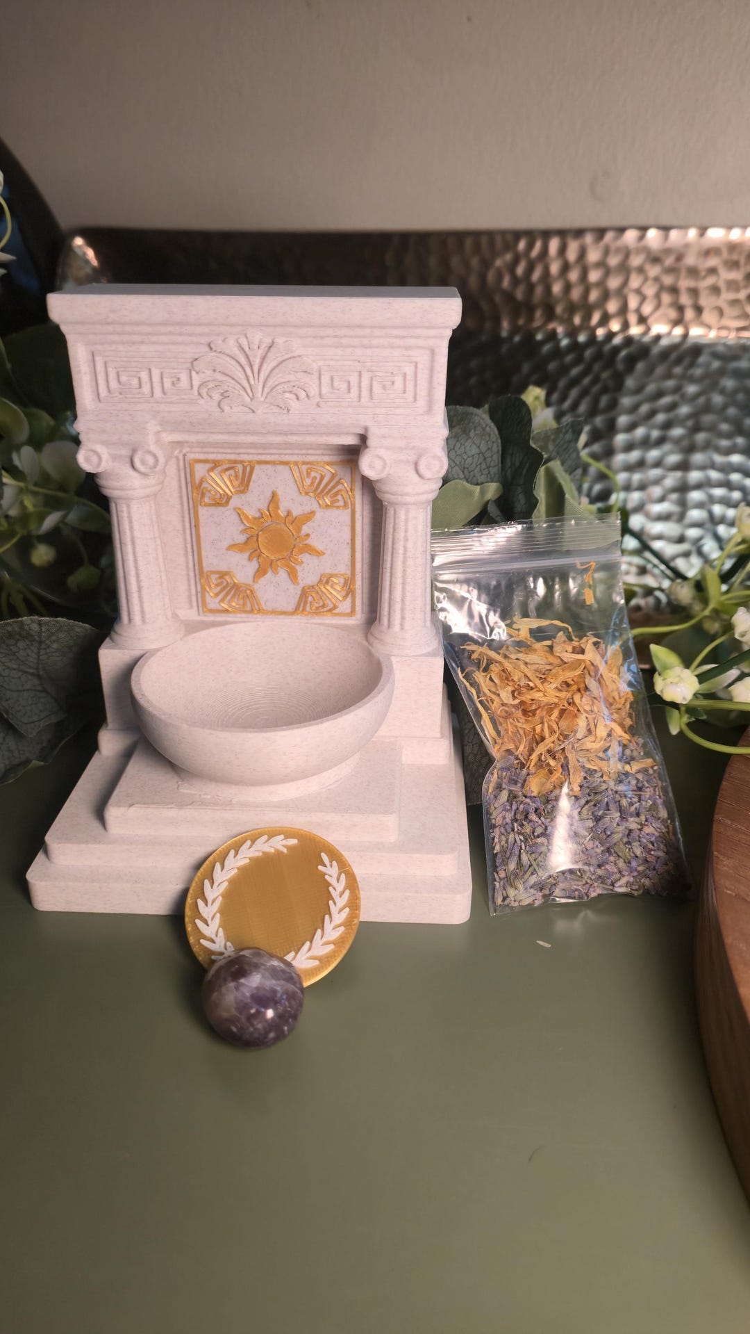 Greek Sun Altar | Apollo Helios Offering Bowl | 3D Printed Pagan Shrine ...