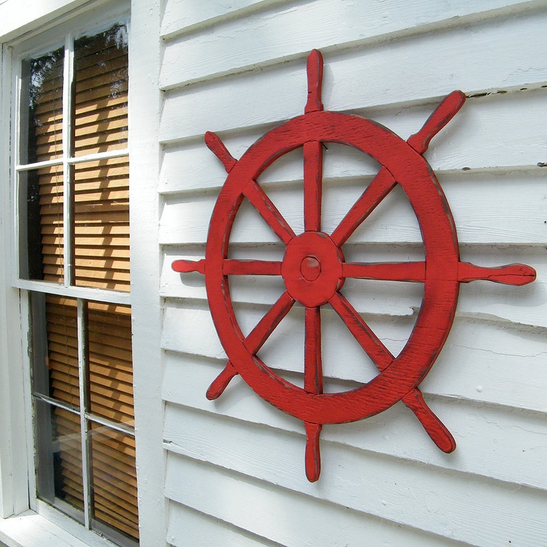 Large Ship Wheel Wooden Nautical Ships Helm Coastal Beach Decor Outdoor ...