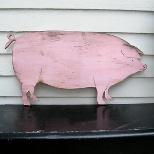Pig Sign Country Wooden Piggy Wall Art Farmhouse Decor Distressed Pork ...
