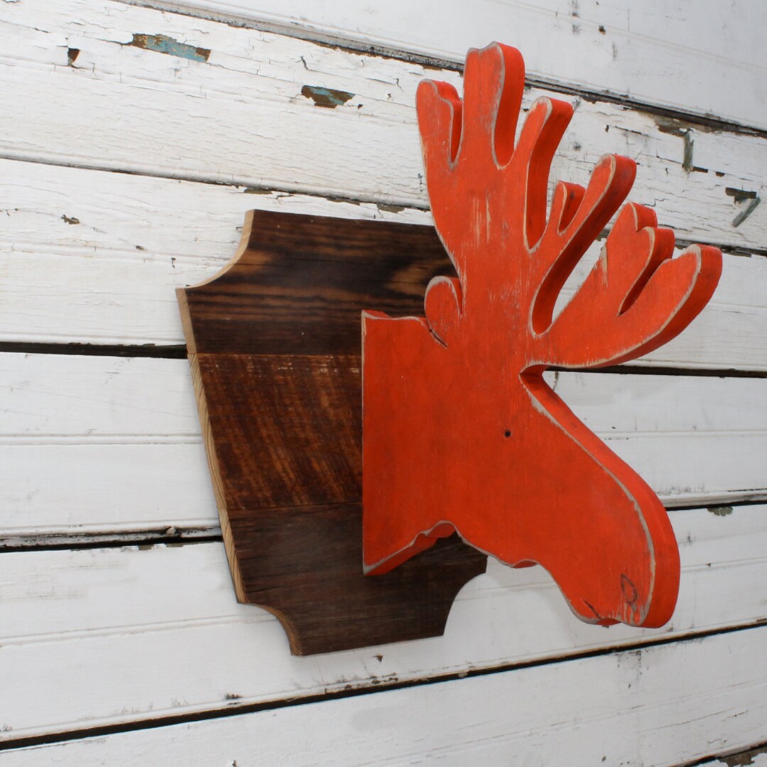 Moose Decor Wooden Rustic Cabin Moose Lodge Decor Moose Art Lake House ...