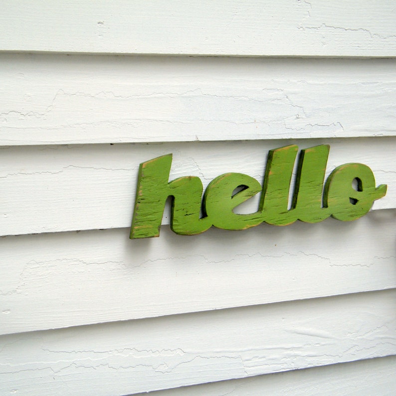 Hello Welcome Sign Wooden Hello Sign Greeting Sign Salutation | Etsy