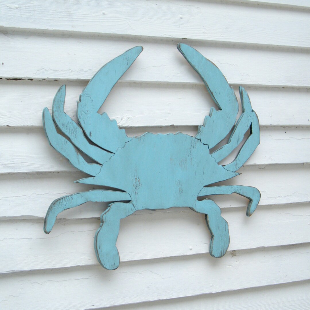 Blue Crab Decor Coastal Wall Decor Supersized Blue Crab Wall Art Wooden ...