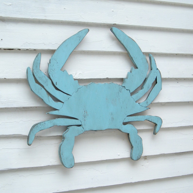 Blue Crab Decor Coastal Wall Decor Supersized Blue Crab Wall Art Wooden ...