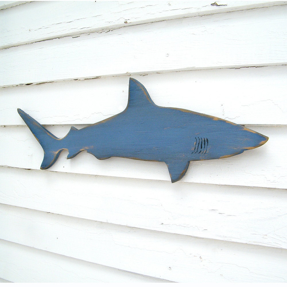 Wood Shark Sign Small Wall Art Mako Shark Art Beach Coastal Nautical ...