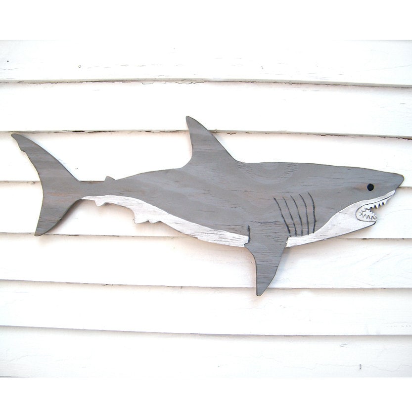 Large Wooden Shark Nautical Wall Decor Outdoor Art Shark Wall Art Shark ...