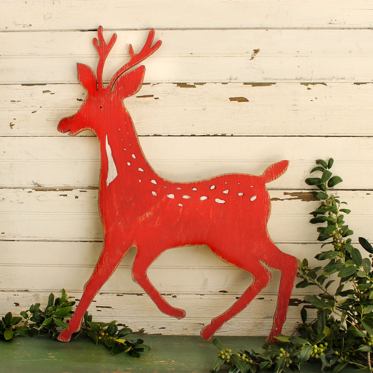 Wooden Rudolph Reindeer Retro Christmas Decor Holiday | Etsy