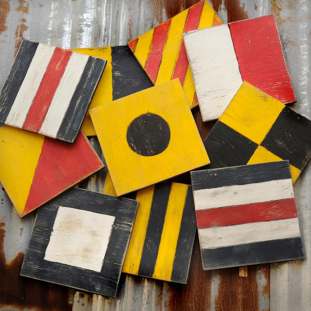 Individual Nautical Flags Sailing Flags Wooden Wall Art Sailing Decor ...