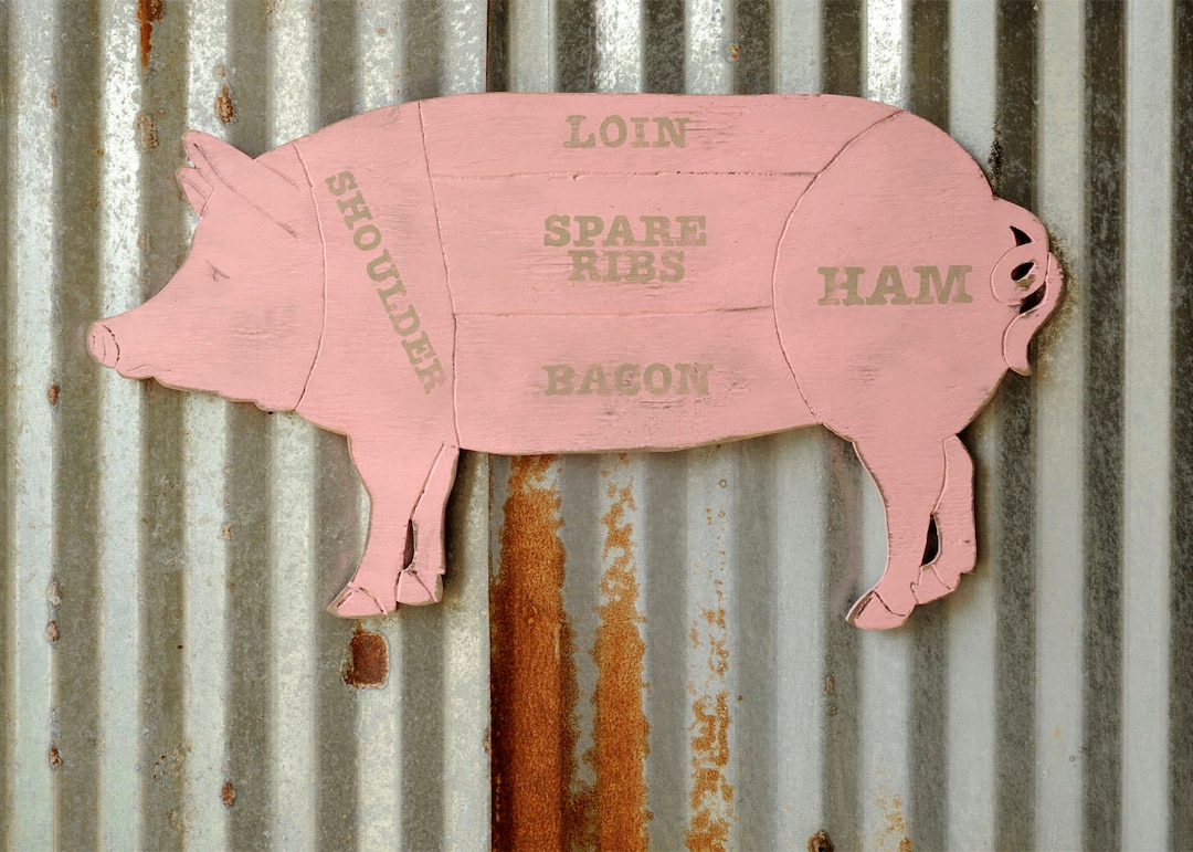 Pig Butcher Diagram Pig Sign Pork Meat Chart Butcher Diagram Meat Cuts ...