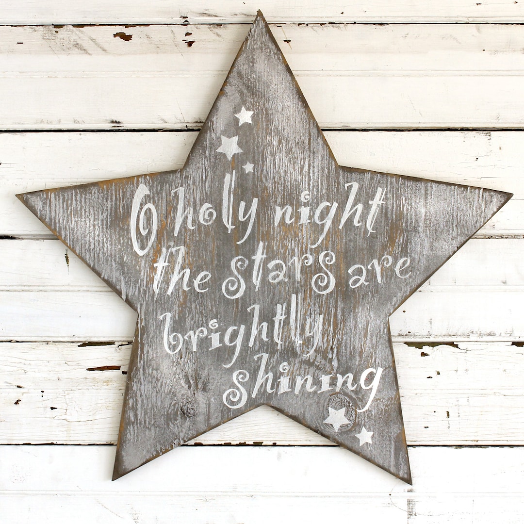 Holy Night Star Wooden Star Oh Holy Night Christmas Carol Nativity Sign ...