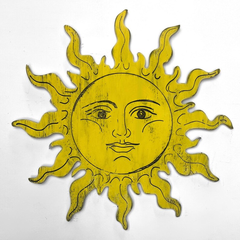 Large Sun Wooden Sun Wall Art Outdoor Patio, Fence Decor Garden ...