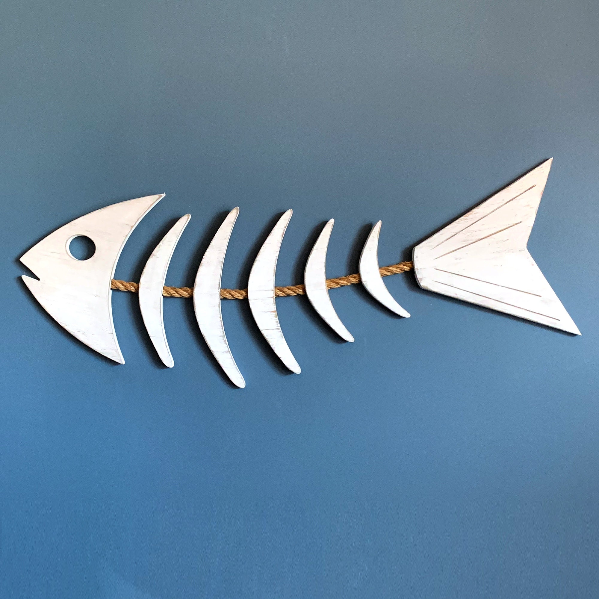 Rope Fish Bone Sign Fish Art Wooden Fish Beach Decor Indoor - Etsy UK