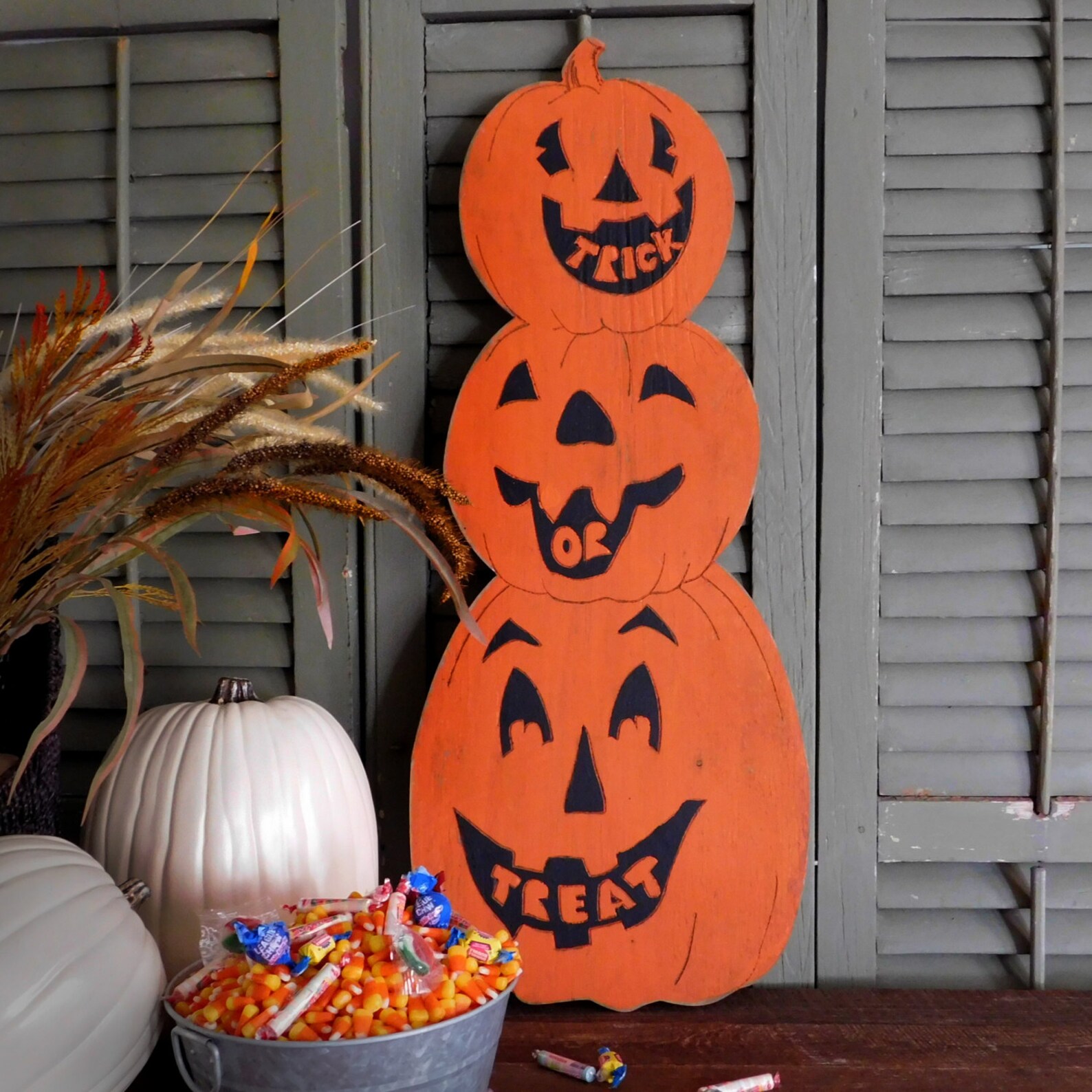 Retro Pumpkin Stack Halloween Decor Jack-o-lantern Decor Retro Trick or ...
