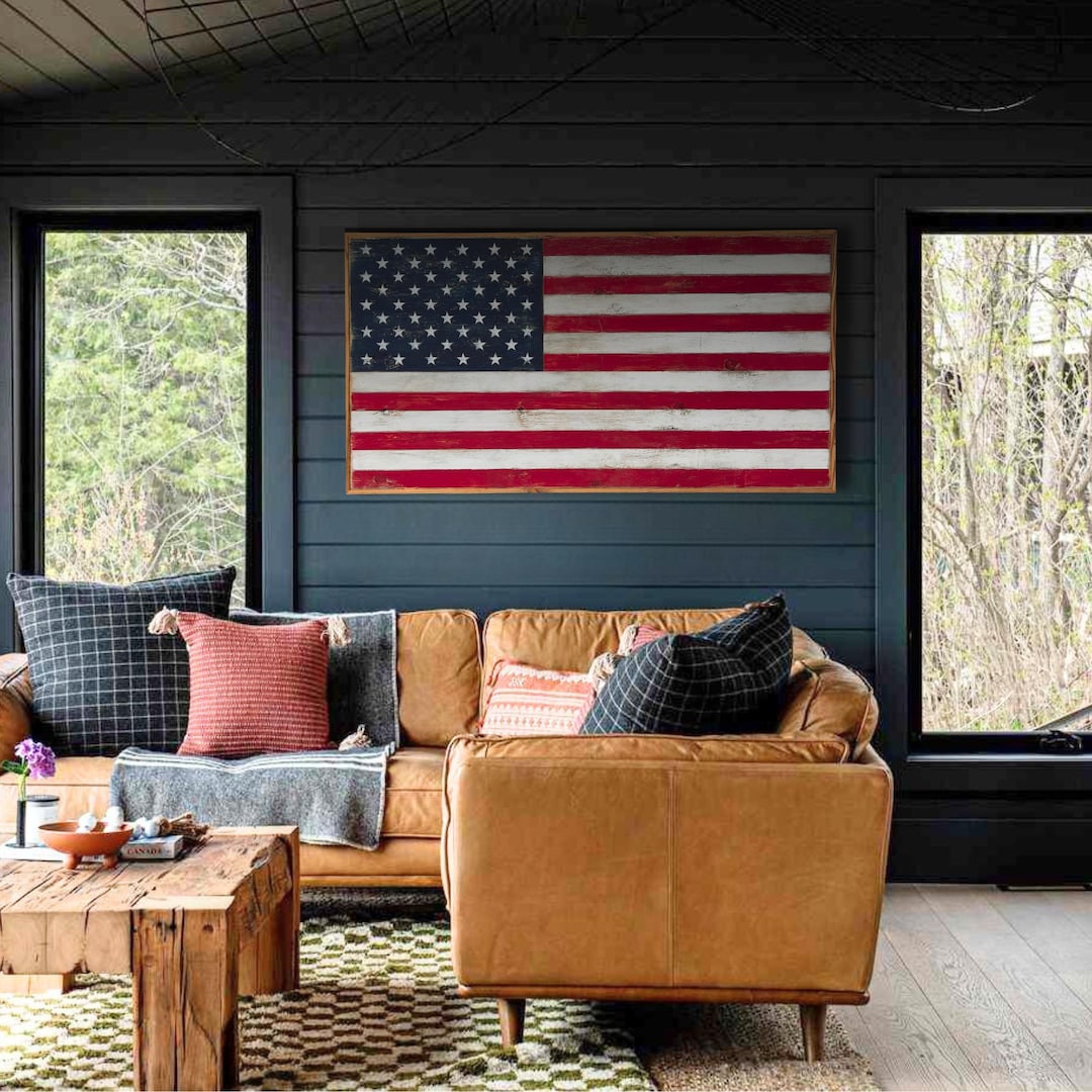 American Flag Framed Wall Art USA Flag Fourth of July Americana Home ...