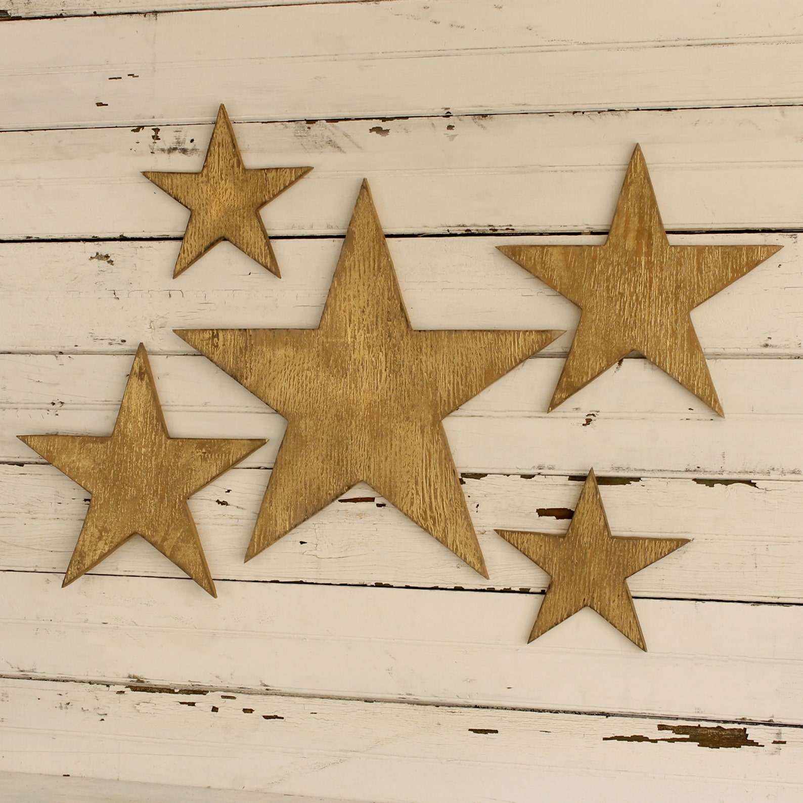 Star Set 5 Pc Star Wall Art Wooden Stars Outdoor Decor Holiday Decor ...