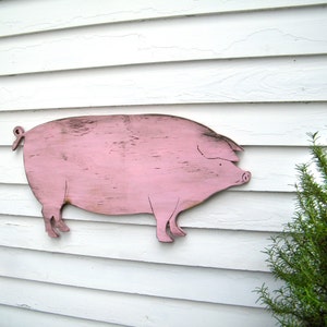Pig Sign Country Wooden Piggy Wall Art Farmhouse Decor Distressed Pork ...