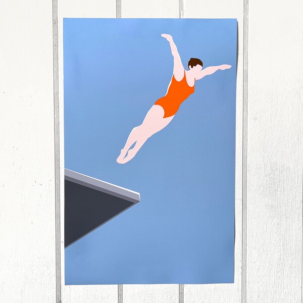 Diving Girl Wall Art - Etsy