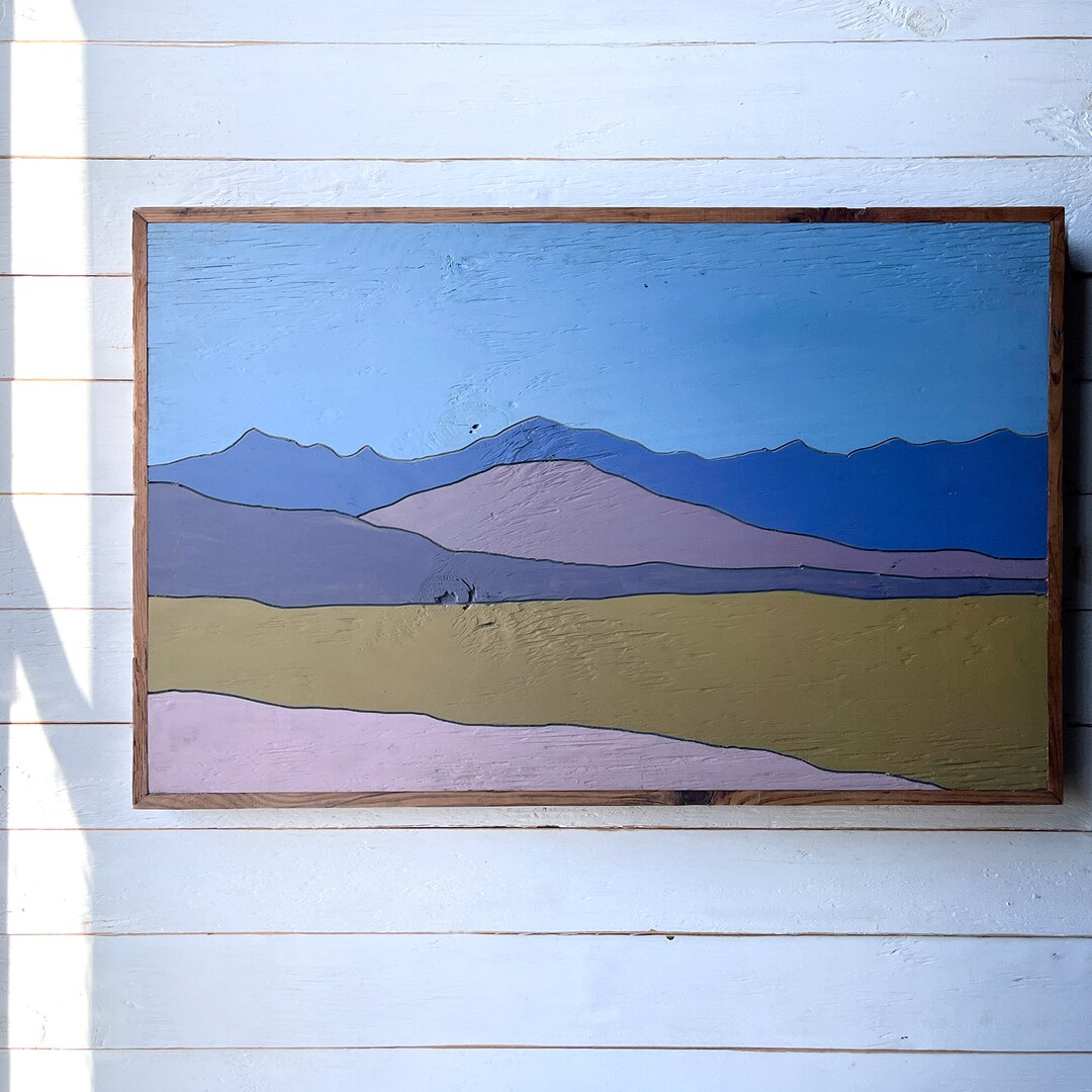 Las Vegas Desert Landscape Wood Painting Framed Reclaimed Natural Wood ...