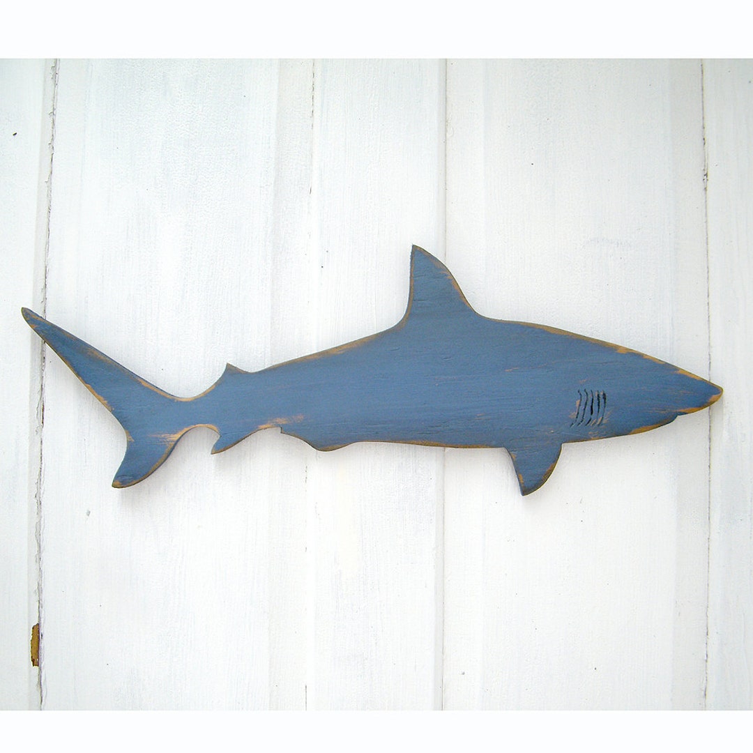 Wood Shark Sign Small Wall Art Mako Shark Art Beach Coastal Nautical ...