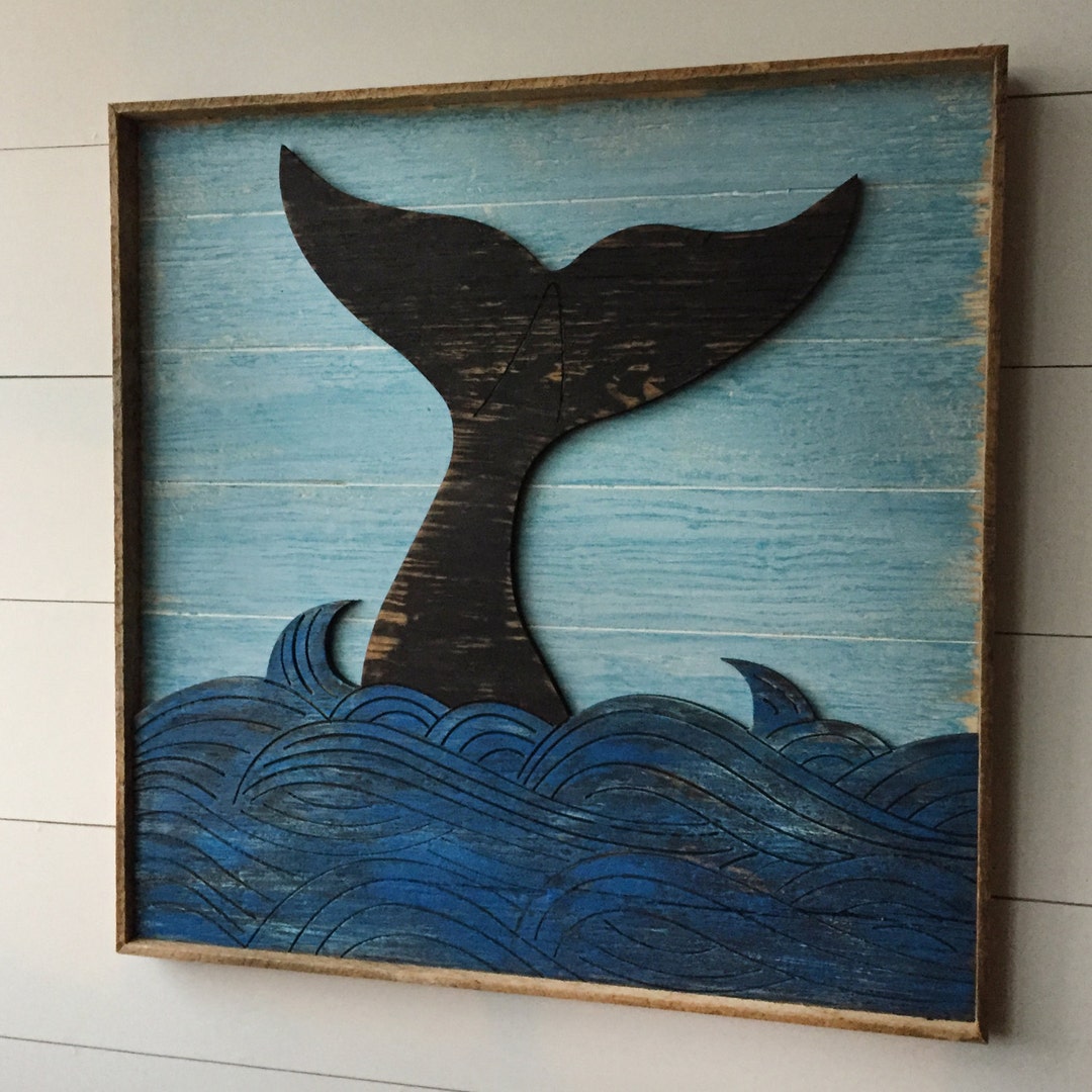 Whale Tail Art Coastal Decor Nautical Whale Decor Whale Tail Beach ...