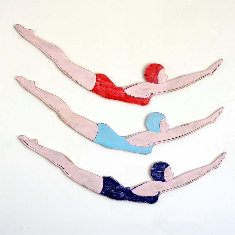 Retro Girl Swimming Art - Etsy