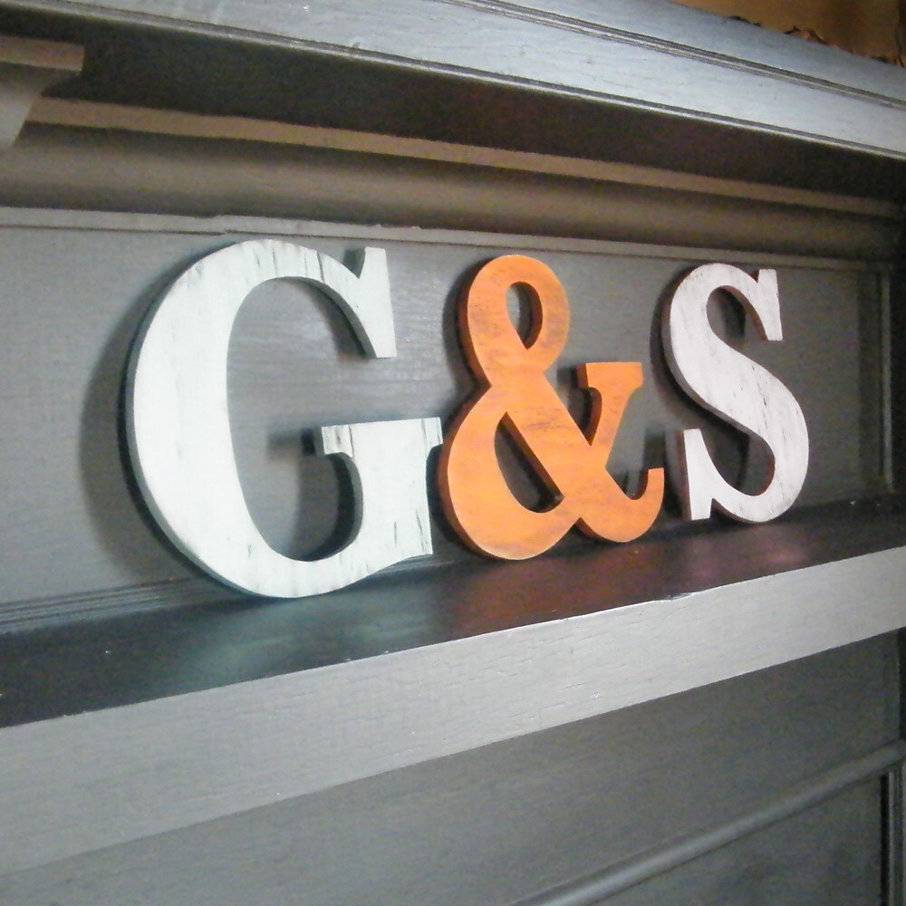 Rustic Letter Wooden Wall Sign Distressed Cottage Chic 10" High Size ...