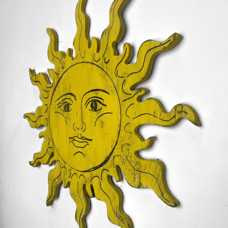 Large Sun Wooden Sun Wall Art Outdoor Patio, Fence Decor Garden ...