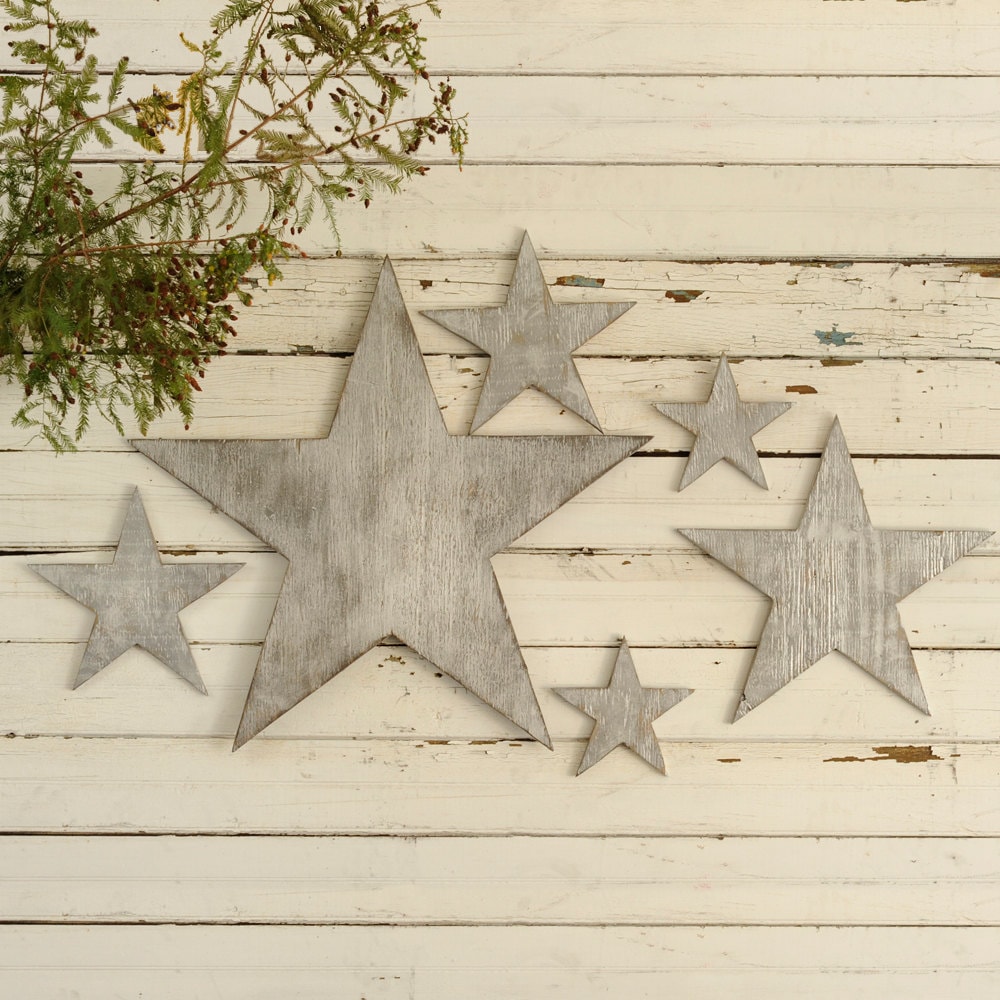 Star Set 5 Pc Star Wall Art Wooden Stars Outdoor Decor Holiday Decor ...