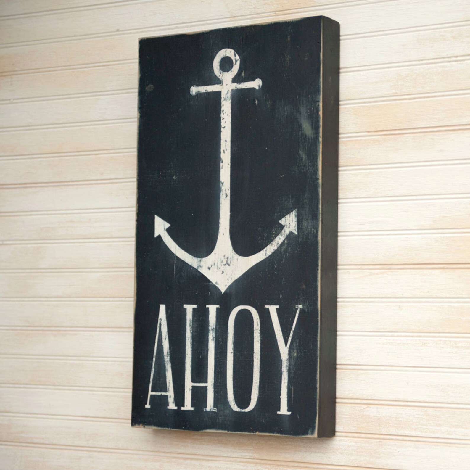 Coastal Welcome Sign Anchor Wall Decor Ahoy Sign Lake House Decor ...