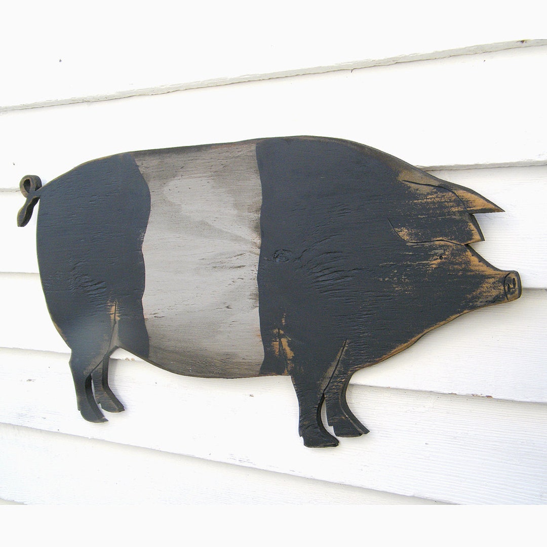 Pig Sign Wooden Belted Pig Signs Farmhouse Decor Country Pig Art ...