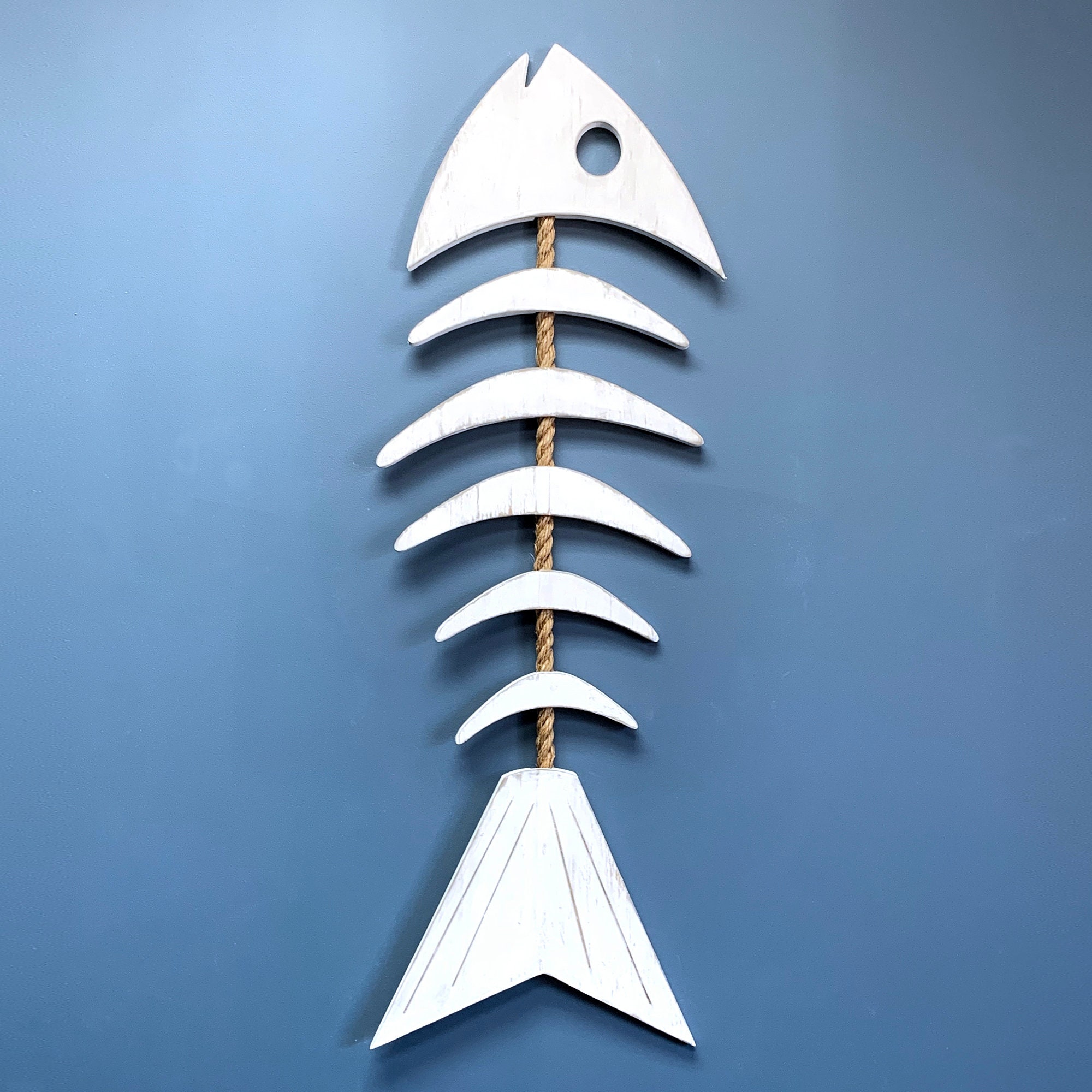Rope Fish Bone Sign Fish Art Wooden Fish Beach Decor Indoor - Etsy ...