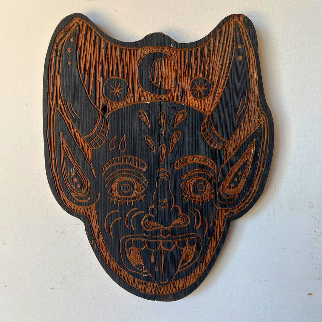 Wood Carving Playful Devil Tattoo Art Ready to Ship New Orleans Art ...