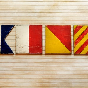 Individual Nautical Flags Sailing Flags Wooden Wall Art Sailing Decor ...