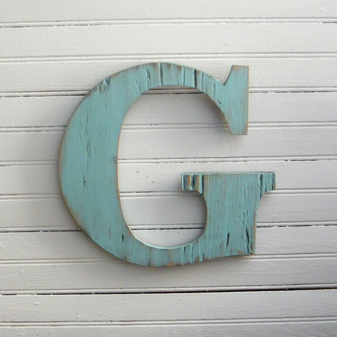Rustic Letter Wooden Wall Sign Distressed Cottage Chic 10" High Size ...