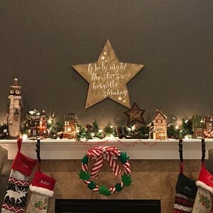 Holy Night Star Wooden Star Oh Holy Night Christmas Carol Nativity Sign ...