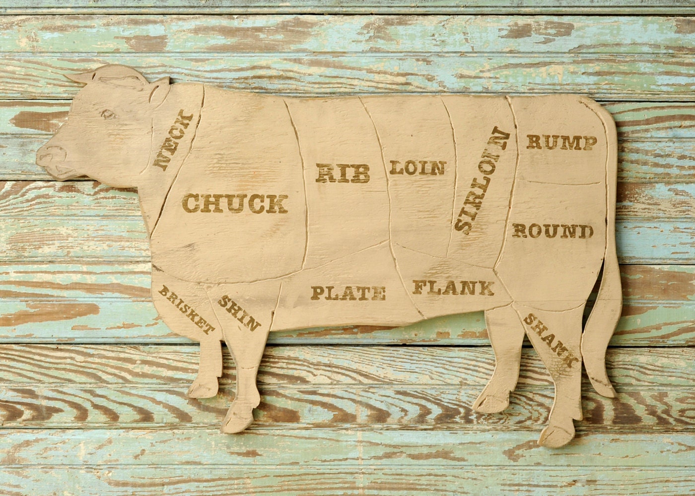 Beef Sign Butcher Chart Butcher Diagram Rustic Home Decor Farmhouse ...
